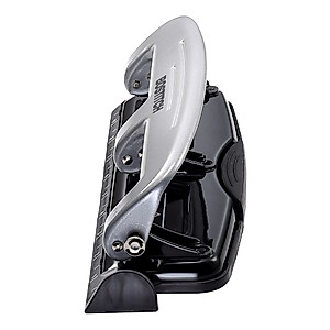 Bostitch Office Three-Hole Punch, Silver/Black (2101), 12 Sheet Black