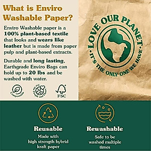 EARTHGRADE Reusable Grocery Shopping Bag – Sustainable & Eco Friendly Washable Paper Totes with Cotton Canvas Handles & Durable Seams