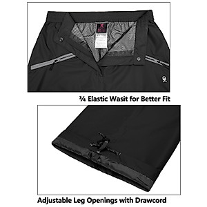 Little Donkey Andy Women's Lightweight Waterproof Rain Pants Breathable Hiking Pants for Outdoor Fishing Black XS