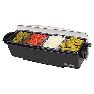 San Jamar BD4004 6 Piece The Dome Condiment Center, 6qt Capacity, 22" Length x 7-1/2" Width x 8-1/2" Height