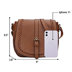 KKXIU Vintage Leather Flap Crossbody Bags for Women and Teen Girls Shoulder Purses (A-Brown)