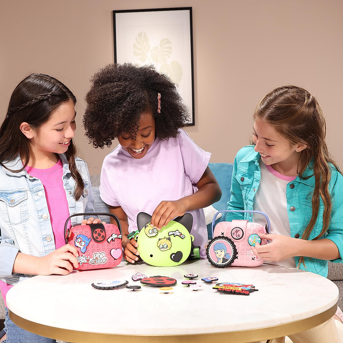 Miraculous Ladybug - Pop n' Swop Marinette Pink Purse for Girls and Women, with 3 Clip-on Badges, Handle and Zipper, Lightweight Durable Waterproof Handbag (Wyncor)