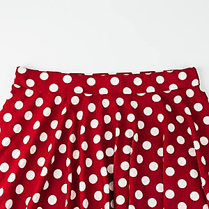 DRESHOW Polka Dot Basic Versatile Stretchy Flared Casual Mini Skater Skirt for Women Girls