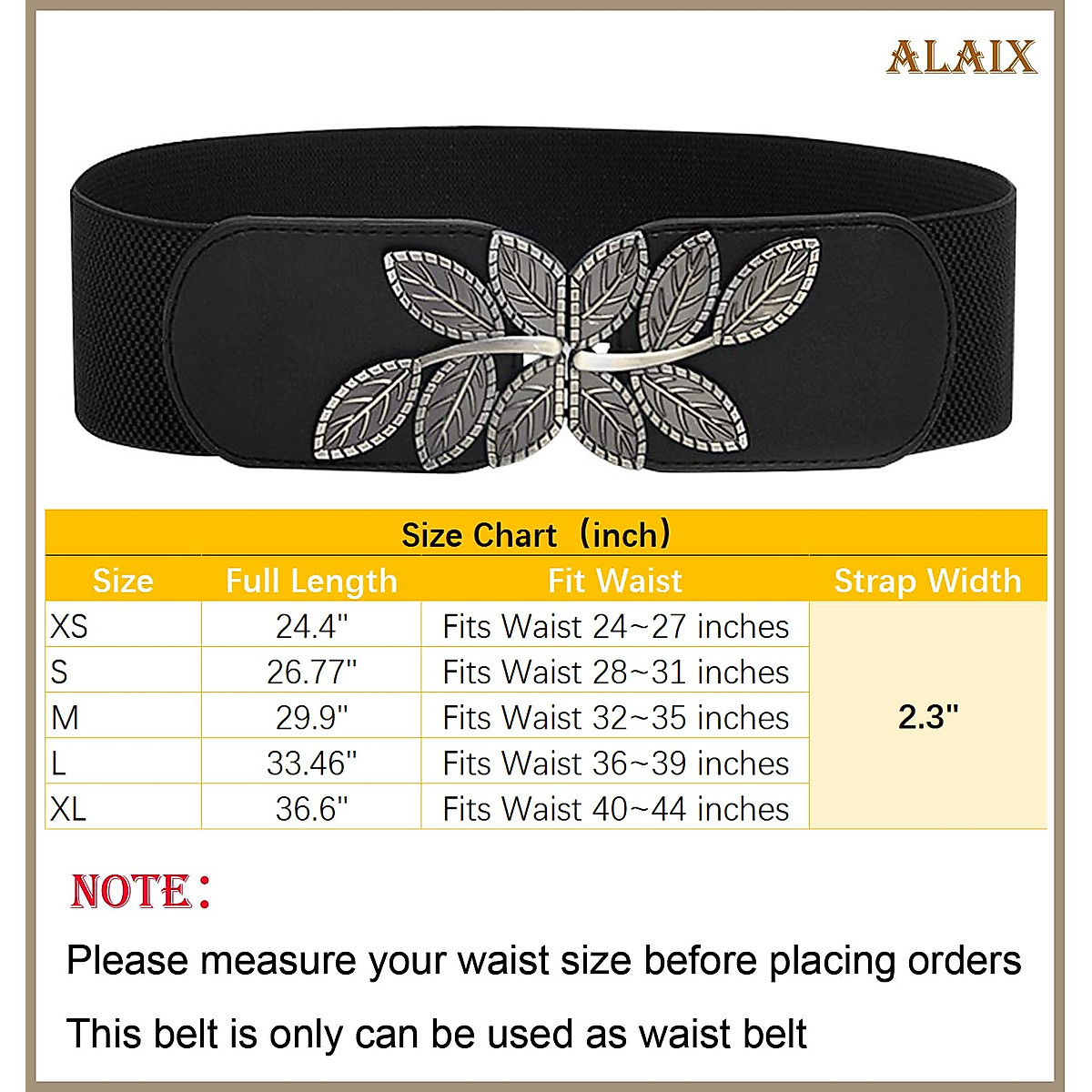 ALAIX Women's Stretchy Belt for Dresses Jumpsuit Coat Belt Vintage Elastic Wide Leaf Waist Belt Waistband