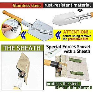 Shovel 1984 Special Forces Shovel Includes Sheath Shovel Stainless Steel with Pouch