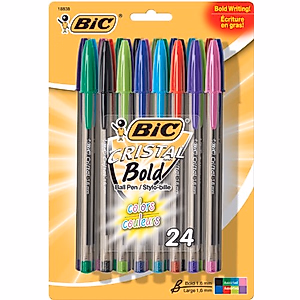 BIC Cristal Bold Ball Pen 24pk Assorted