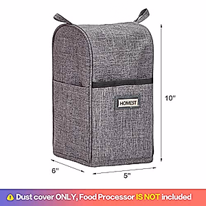 HOMEST Food Processor Dust Cover with Accessory Pockets Compatible with Cuisinart Mini 3-4 Cup, Grey (Dust Cover Only, NOT INCLUDE MACHINE)