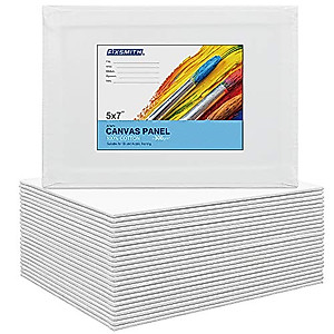 FIXSMITH Painting Canvas Panel Boards - 5x7 Inch Art Canvas,24 Pack Mini Canvases,Primed Canvas Panels,100% Cotton,Acid Free,Professional Quality Artist Canvas Board for Hobby Painters,Students & Kids