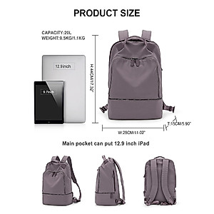 VENATIN Gym Backpack for Women Waterproof Small Gym Bag With Shoe Compartment Sports Essentials Backpack with Wet Dry Pocket, Purple…