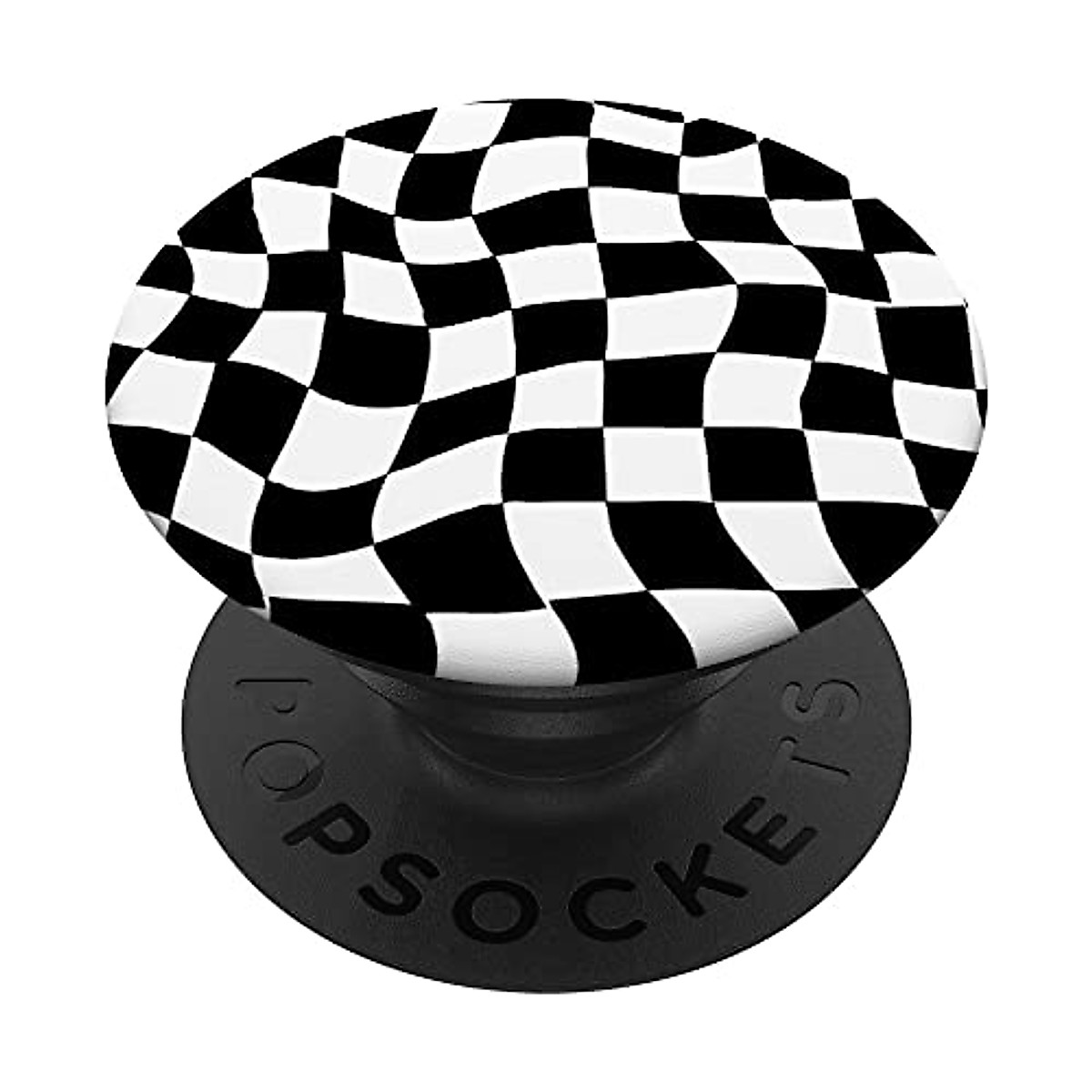 Wavy Checkered Black and White Checkerboard Pattern PopSockets Swappable PopGrip