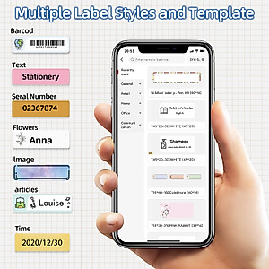 FOUAVRTEL Label Maker Machine with Tape D110 Portable Wireless Bluetooth Label Printer Direct Thermal Printer Rechargeable Labeler Handheld with Multiple Templates Inkless Office Home