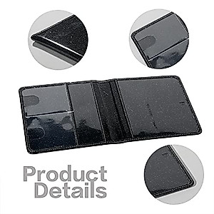 VAGURFO Car Registration And Insurance Holder, Leather Vehicle Card Document Glove Box Organizer, Glitter Auto Truck Compartment Accessories (Black)