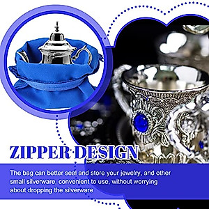 Irenare 50 Pcs Zippered Silver Storage Bags Anti Tarnish Bags Silver Pouches Jewelry Storage Cloth Protector Bags Velvet Keeper for Travel Home Tableware Kitchen Tools Supplies (6 x 6 Inch)