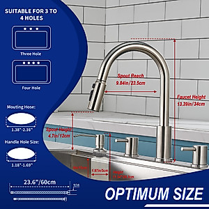 Tohlar Kitchen Faucets, Brushed Nickel Kitchen Faucet Pull Down Sprayer Stainless Steel Sink Faucets with Soap Dispenser Commercial Modern Rv Faucets, Llaves para fregaderos de cocina