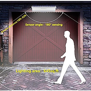 Ousam Led Solar Motion Lights Outdoor Waterproof Wall Lamp for Garage Barn Fence Patio Front Door Driveway Garage House (12in 60LED)