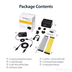 StarTech.com USB 3.0 to IDE SATA Hard Drive Docking Station for 2.5/3.5" Hard Drive - SuperSpeed Hard Drive Dock (UNIDOCK3U)