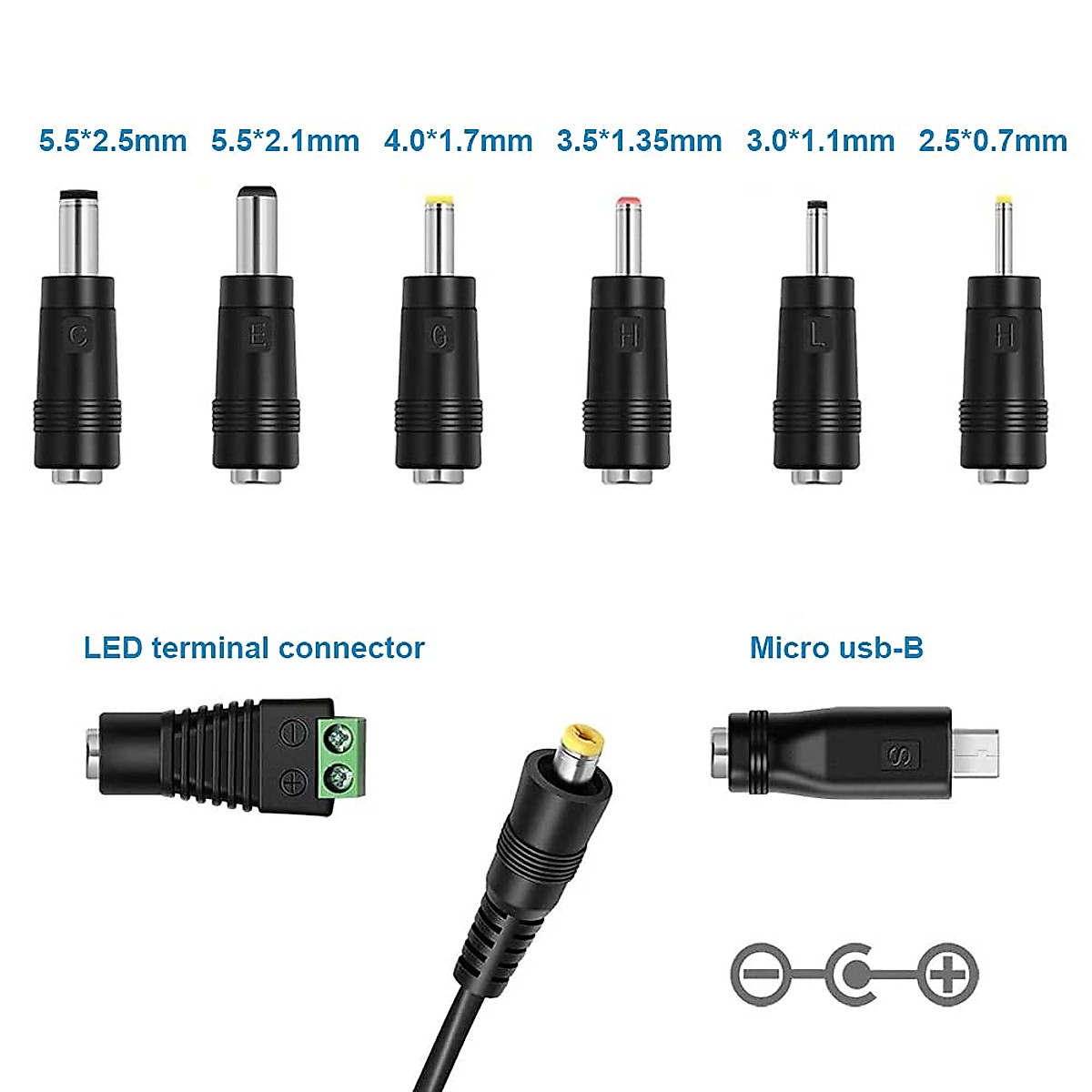 ZOZO 30W Universal AC Adapter with USB Port and 8 Tips, Adjustable Voltage 3V 4.5V 5V 6V 7.5V 9V 12V DC Power Supply for Household Electronics LED Strip Lights Phone Tablet Webcams Speakers USB Hubs