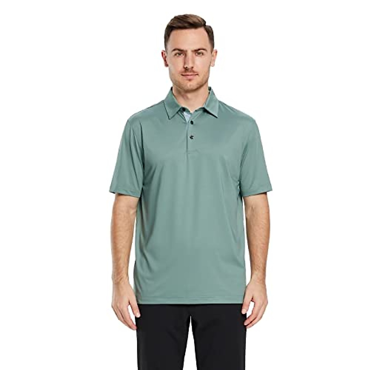 M MAELREG Polo Shirts for Men Short Sleeve Performance Moisture Wicking Quick Dry Casual Collared Men’s Polo Shirts Beryl Green