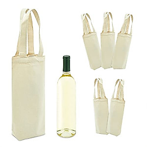 Canvas Wine Carrying Bags with Handles, Bottle Gift Totes (6 Pack)