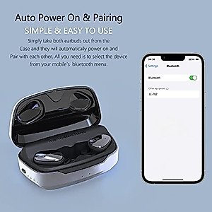 Wireless Earbuds Bluetooth, Wireless Headphones Bluetooth Earbuds with Earhook, Sport Earbuds with Microphone, Noise Reduction, IPX5 Waterproof, Fast Charging Case for Outdoor Running Workout (Black)