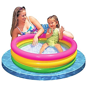 Intex Sunset Inflatable Baby Pool (2 Pack) & Inflatable Ocean Scene Kids Pool