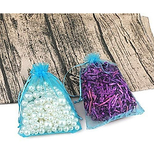 G2PLUS 4''X6 Organza Bags,100PCS 10X15CM Drawstring Organza Jewelry Favor Pouches Wedding Party Festival Gift Bags Candy Bags (Lake Blue)
