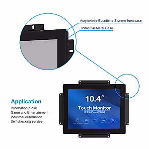 GreenTouch 10.4 inch 10 Points Front Waterproof Industrial Open Frame PCAP Touch Screen LCD Display Monitor 800x600 Black