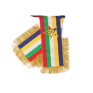 Masonic Order of the Eastern Star OES Five Color Sash With Red Lining Lot Of 5, standard size