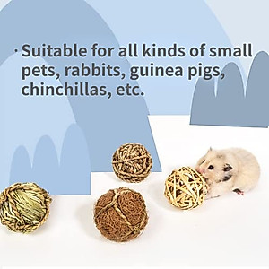 8PCS Small Animals Play Balls, Chew Grass Balls & Rolling Chew Toys for Bunny, Improve Pets Dental Health for Rabbit, Chinchilla, Guinea Pigs, Hamsters, Gerbils, Rats, Mice