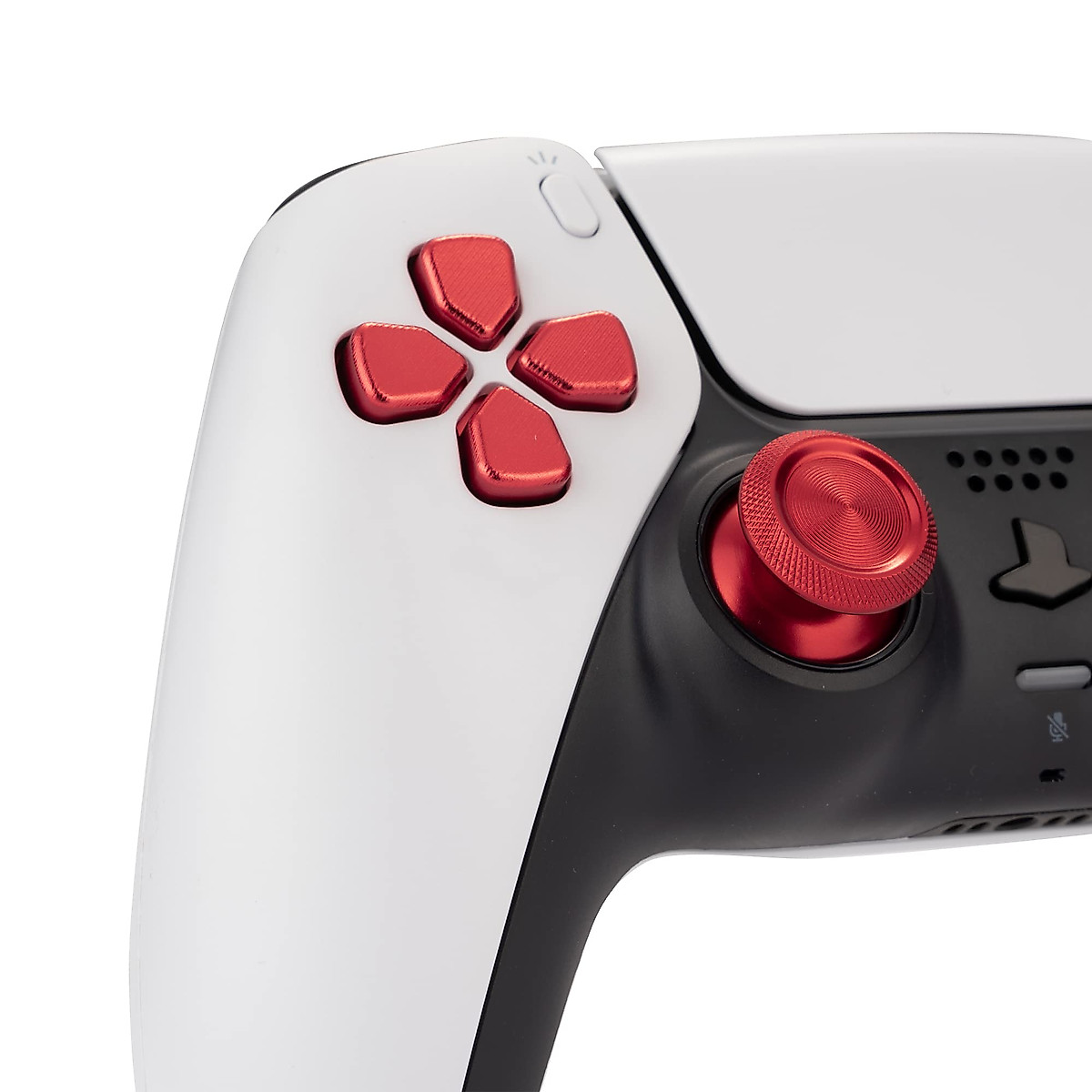 Avericht Metal ABXY Buttons Dpad Thumbsticks for PS5 Controller, Metal Aluminum Action Buttons & Dpad & Analog Stick Replacement Kit for PS5 Controller (Metal Red)