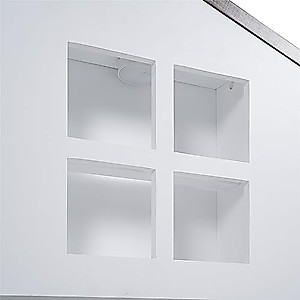 i-POOK House Bed with Storage, Led Bed Frame with House-Shaped Headboard, Full Size Platform Bed Frame for Children Teens Girls Boys, White