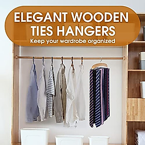 2Pcs Tank Top Hanger, Tie Belt Hangers, Bra Hanger with Premium Wood, Foldable Tie Rack Hanger,Space Saving Closet Organizer and Storage Rack, for Camisole, Bras, Ties, Necklace