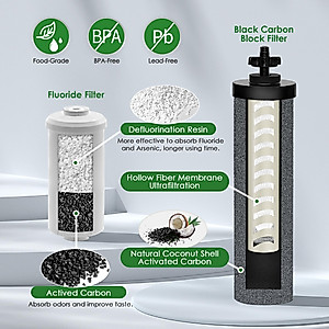 Carbon Block Black Water Filter Replacement Elements Compatible with Big Berkey Water System