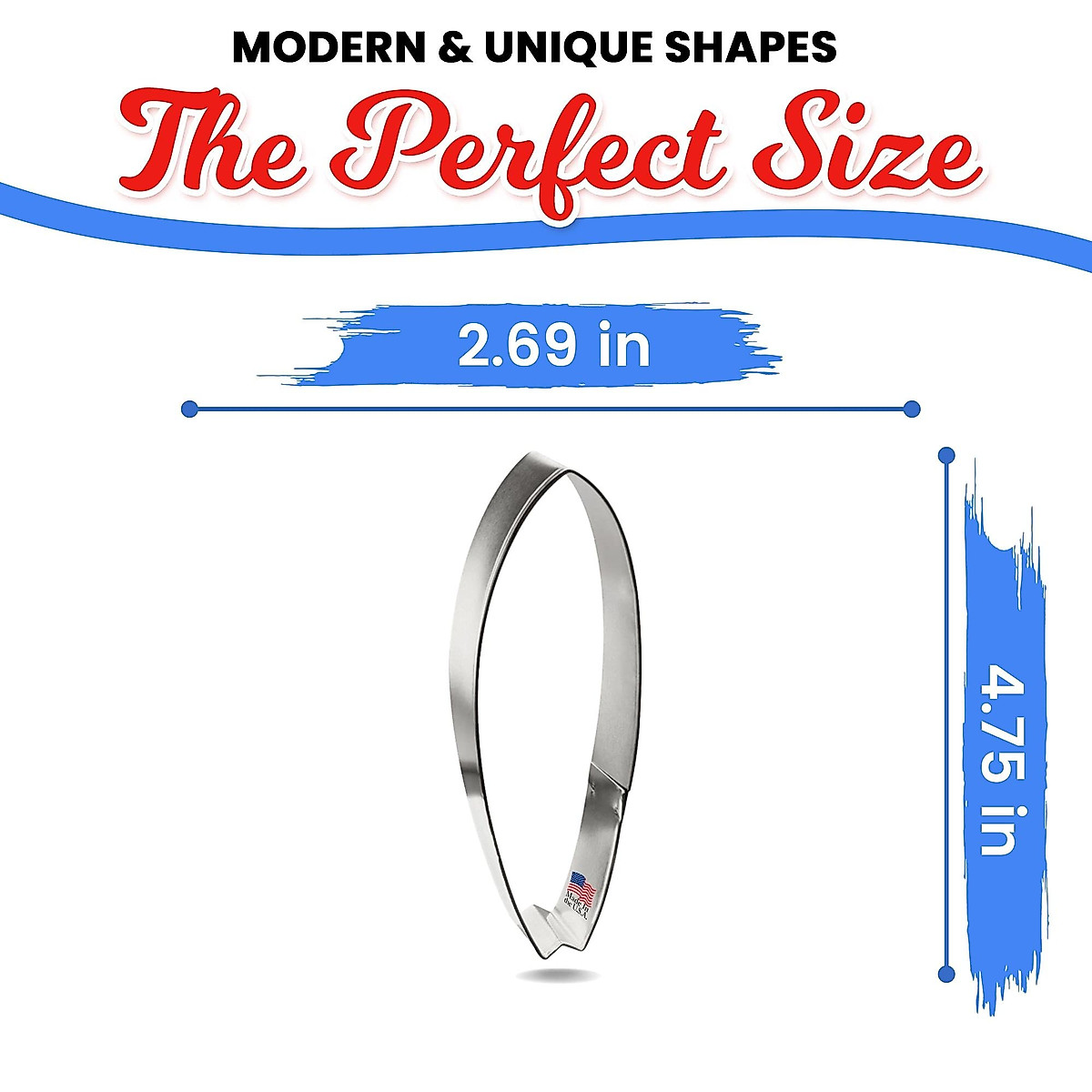 Foose B1723 Surfboard Cookie Cutter - 1 Piece - 5 in Long - Color Silver