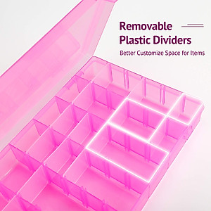 COSICS False Nail Container, 36-Gird Plastic Nail Art Organizers Storage Box with Adjustable Dividers, False Jewelry Diamonds Charms Nail 3D Decorations Manicure Accessory Holder Case, 2 Packs