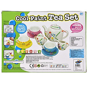 Number 1 in Gadgets Paint Your Own Tea Set for Kids, Decorate Your Own 11 Piece Craft Set of Porcelain Dishes, Includes Six Paint Pots and Paint Brush