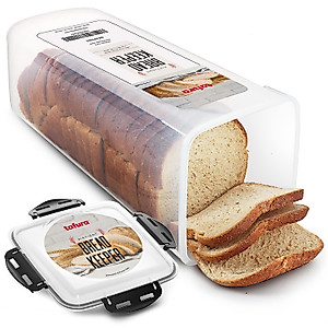 Tafura Bread Container | Plastic Bread Box | Bread Keeper with Airtight Lid | Bread Storage Loaf Container | Airtight Loaf Bread Saver, BPA Free, 5 Liter