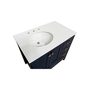 Horizon 36-inch Bathroom Vanity (Engineered White/Royal Blue): Includes Royal Blue Cabinet with Engineered White Countertop and White Ceramic Sink