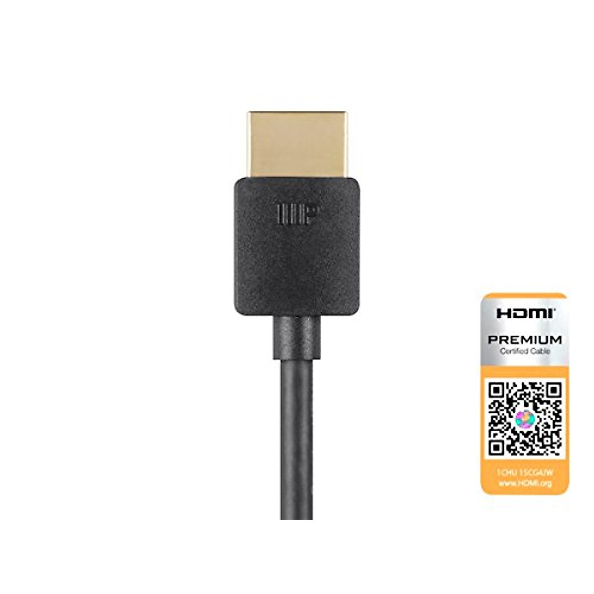Monoprice High Speed HDMI Cable - 2 Feet - Black| Certified Premium, 4K@60Hz, HDR, 18Gbps, 36AWG, YUV, 4:4:4 - Ultra Slim Series (124183)