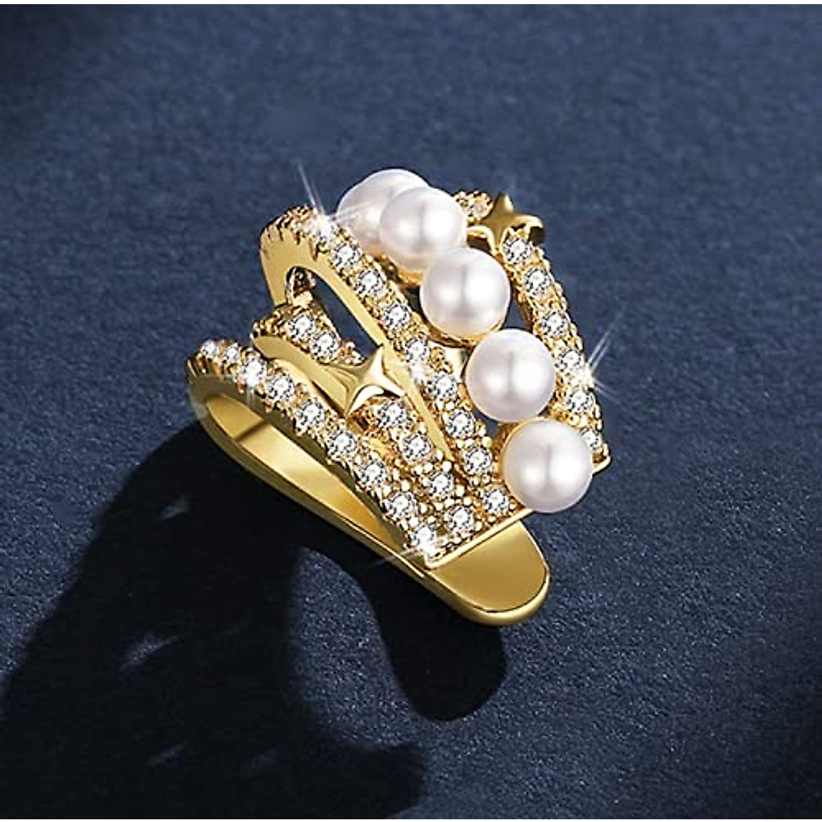 MOEPAPA Pearl Ear Cuff Earrings for Women 14K Gold Ear Cuffs for Non Pierced Ears Cartilage Earrings