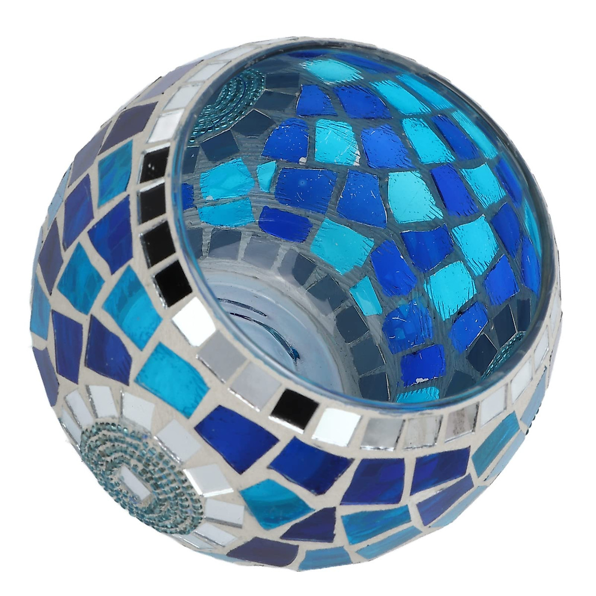 Mosaic Glass Votive Candle Holder for Tealight,Round Bowl Votive Candle Holders Pillar Candle Stands, Glass Mosaic Tealight Holders Potted Plant Bowl Vase Candle Centerpiece for Table Wedding