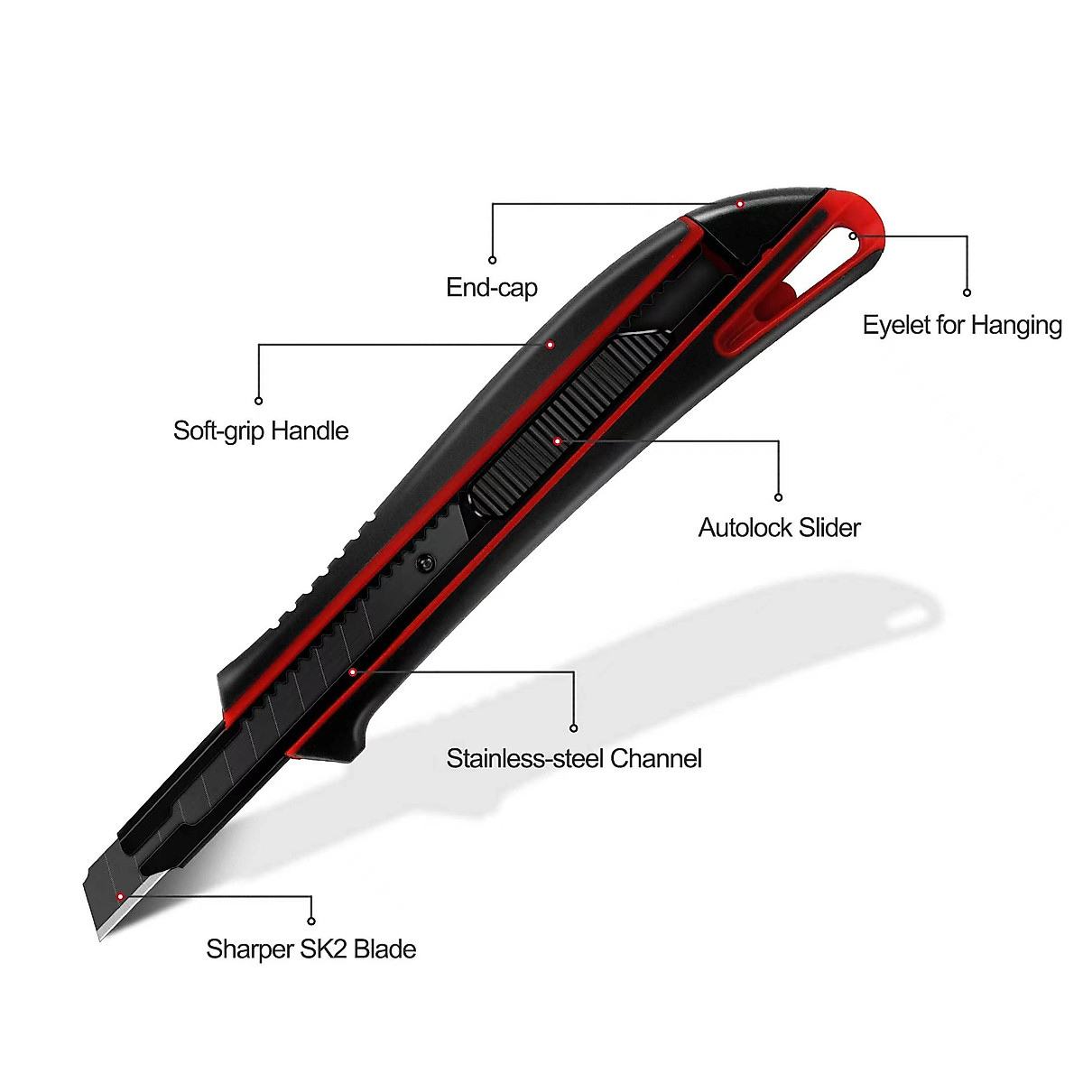 HAUTMEC 9mm Precision Utility Knife, Soft Grip Snap-off Box Cutter, Retractable 9mm Multi-Purpose Cutter for Detailed Cutting in Work, Home Use and Arts Crafts HT0255-KN