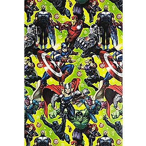Marvel Avengers Superheros Wrapping Paper Gift Wrap (3.33 Feet Wide - 60 Sq Feet)
