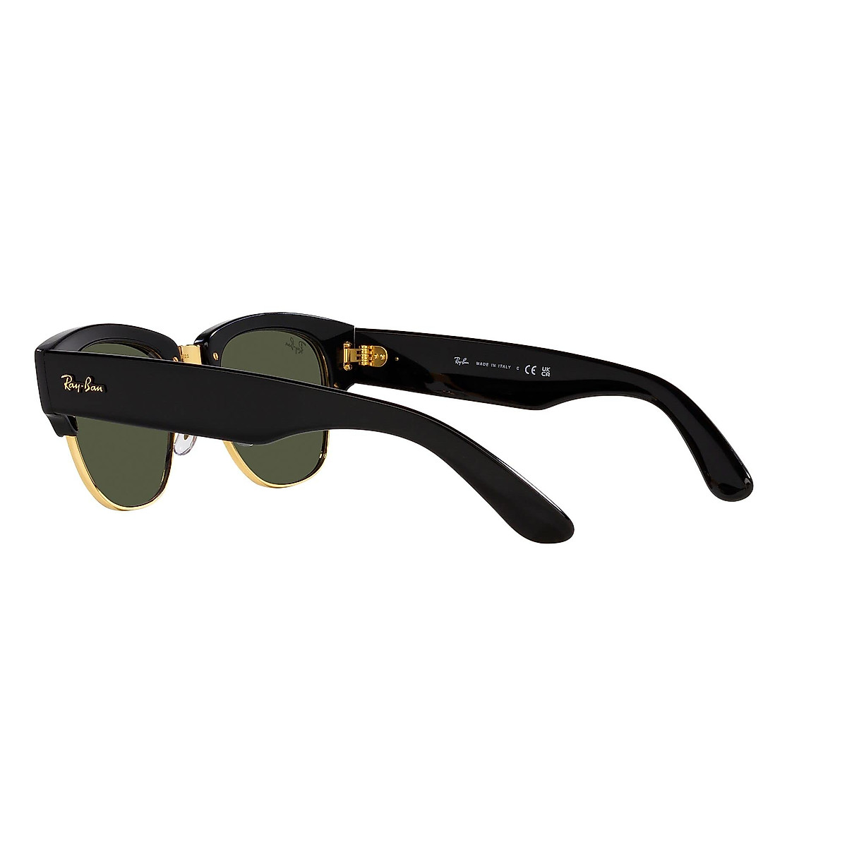 Ray-Ban RB0316S Mega Clubmaster Square Sunglasses, Black on Gold/Green, 53 mm