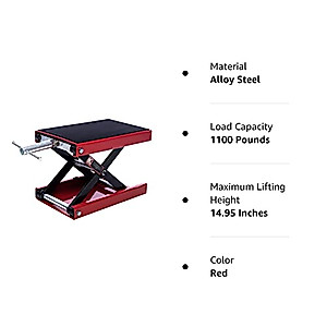Apextreme 1100 LB Motorcycle Lift Scissor Jack Wide Deck Hoist Stand Maintenance Bikes ATVs Garage Repair Stands Lift Jack