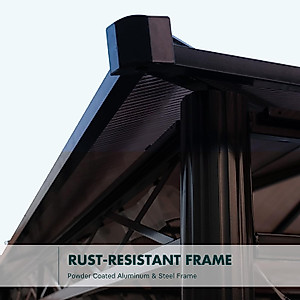 Grand patio 10x12 Hardtop Gazebo, Single Roof Pergolas Metal Aluminum Frame UV 50+ Outdoor Canopy with Mosquito Netting and Curtains, Outdoor Shelter for Garden, Lawn, Backyard