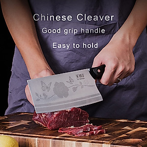 Meat Cleaver Knife 7.2 Inch, Ultra Sharp Chinese Chef's Knives, Full-tang Chopping Knife, 30Cr13 Steel Blade Thickness 2 mm, TJ SEGA Series TC17068