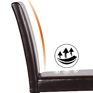 Yaheetech Dining Chairs Side PU Cushion Chairs with Waterproof Surface and Wood Legs for Kitchen Restaurant and Living Room, Set of 8, Brown