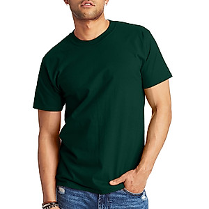 Hanes Mens Beefyt T-shirt, Heavyweight Cotton Crewneck Tee, 1 Or 2 Pack, Available In Tall Sizes Fashion-t-shirts, Deep Forest - 1 Pack, Large US