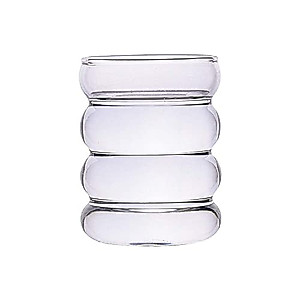 Peyan Ribbed Glassware,1 Pcs Ripple Glass Cup,10 oz Clear Creative Drinking Glasses,Beverage Cups,Vintage Drinking Cup,Wine Glasses,Beer Glasses,Bubble Glasses, Glass Cup